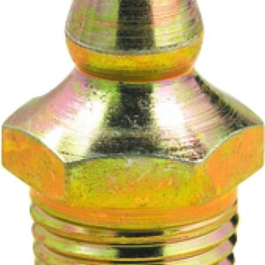 LUMAX LX-3313 Gold/Silver 10mm x 1mm Taper Metric Thread Straight 0.63" Long Grease Fitting, (Pack of 100). Passivated Finish for Maximum Protection from Corrosion.