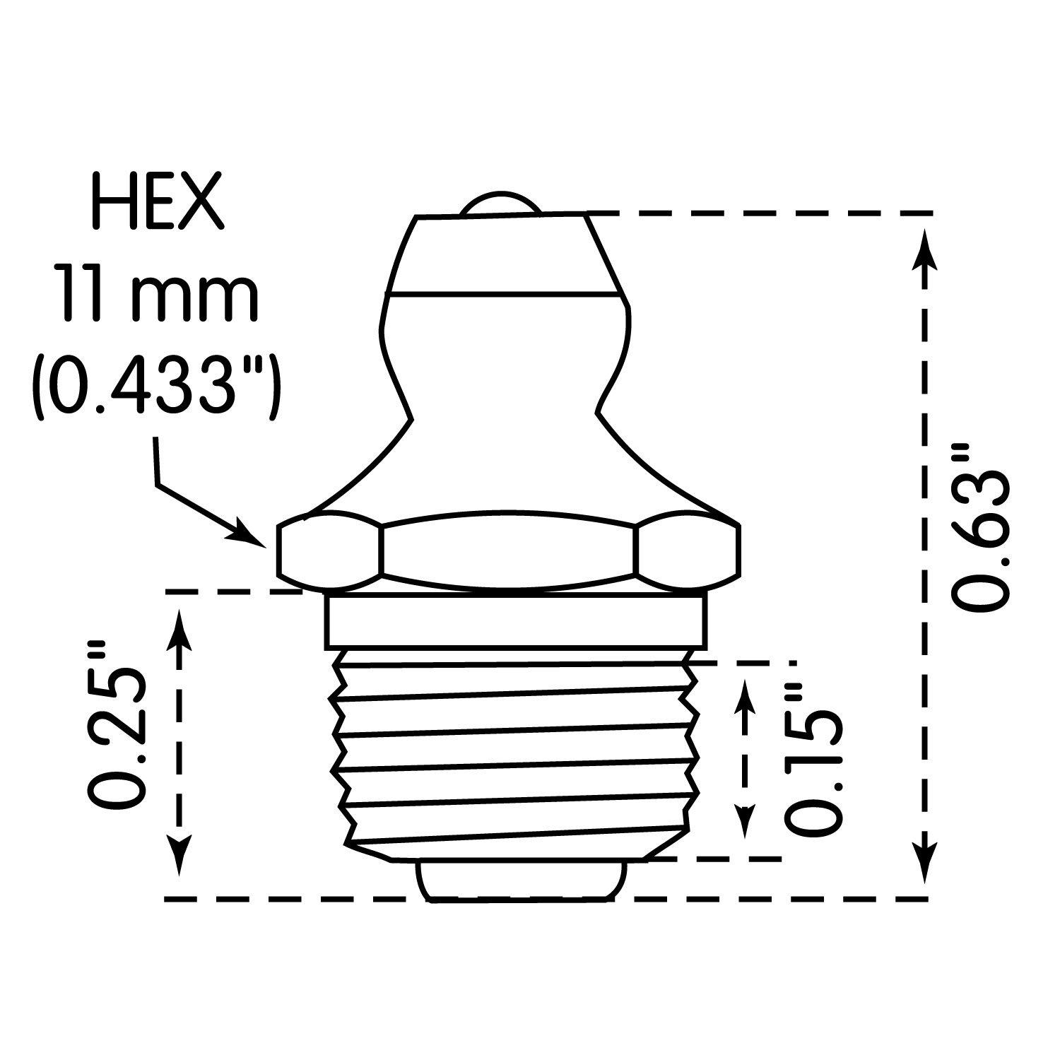 LUMAX LX-3313 Gold/Silver 10mm x 1mm Taper Metric Thread Straight 0.63" Long Grease Fitting, (Pack of 100). Passivated Finish for Maximum Protection from Corrosion.