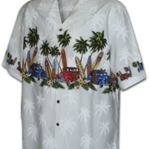 Pacific Legend Island Woodies Boys Hawaiian Shirts White L 212-3313