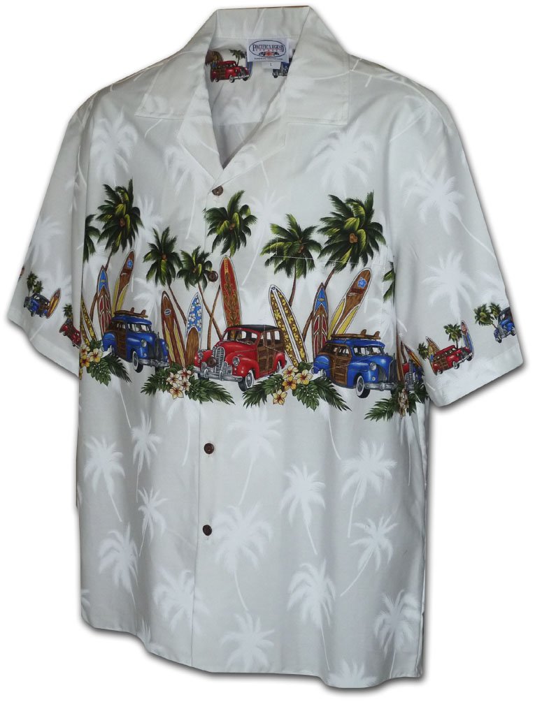 Pacific Legend Island Woodies Boys Hawaiian Shirts White L 212-3313