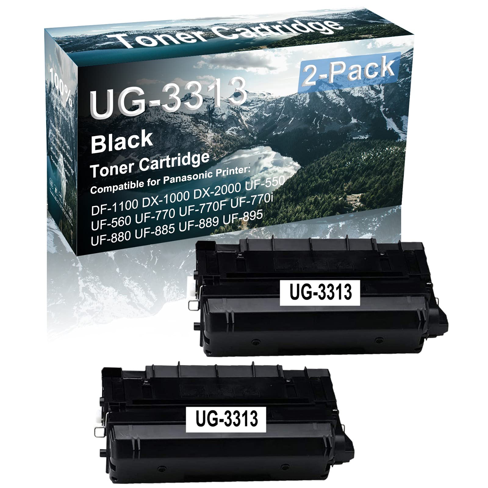 2-Pack(Black) Compatible Laser Printer Cartridge (High Yield) Replacement for Panasonic UG3313 | UG-3313 Printer Cartridge use for DF-1100 DX-1000 DX-2000 UF-550 UF-560 Printer