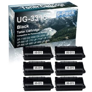 6-pack(black) compatible laser toner cartridge (high yield) replacement for panasonic ug3313 | ug-3313 printer toner use for df-1100 dx-1000 dx-2000 uf-550 uf-560 printer