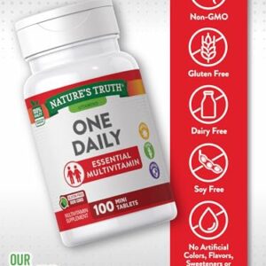 One Daily Multivitamin | 100 Mini Tablets | Non-GMO & Gluten Free Supplement | for Men and Women | by Nature's Truth