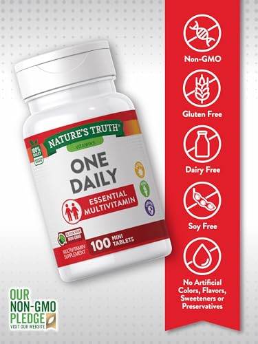 One Daily Multivitamin | 100 Mini Tablets | Non-GMO & Gluten Free Supplement | for Men and Women | by Nature's Truth