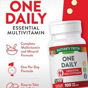 One Daily Multivitamin | 100 Mini Tablets | Non-GMO & Gluten Free Supplement | for Men and Women | by Nature's Truth