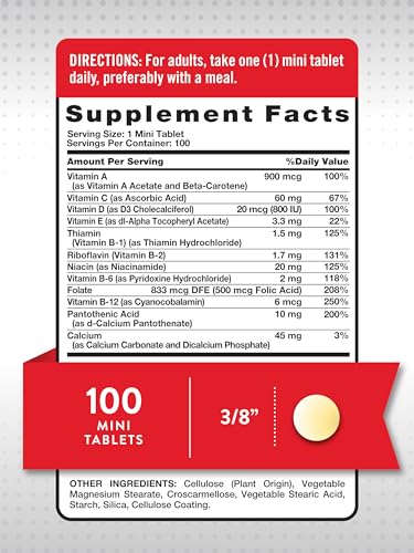 One Daily Multivitamin | 100 Mini Tablets | Non-GMO & Gluten Free Supplement | for Men and Women | by Nature's Truth