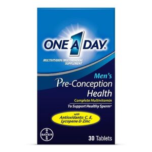 one a day men's pre-conception health multivitamin to support healthy sperm, supplement for men with vitamin c, vitamin e, selenium, zinc, and lycopene, 30 count