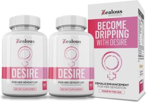 zealous nutrition desire female enhancement pills – 5x natural mood booster for women - increase energy, vitality, pms and menopause relief - epimedium, dong quai, ginseng, ashwagandha (2 pack)