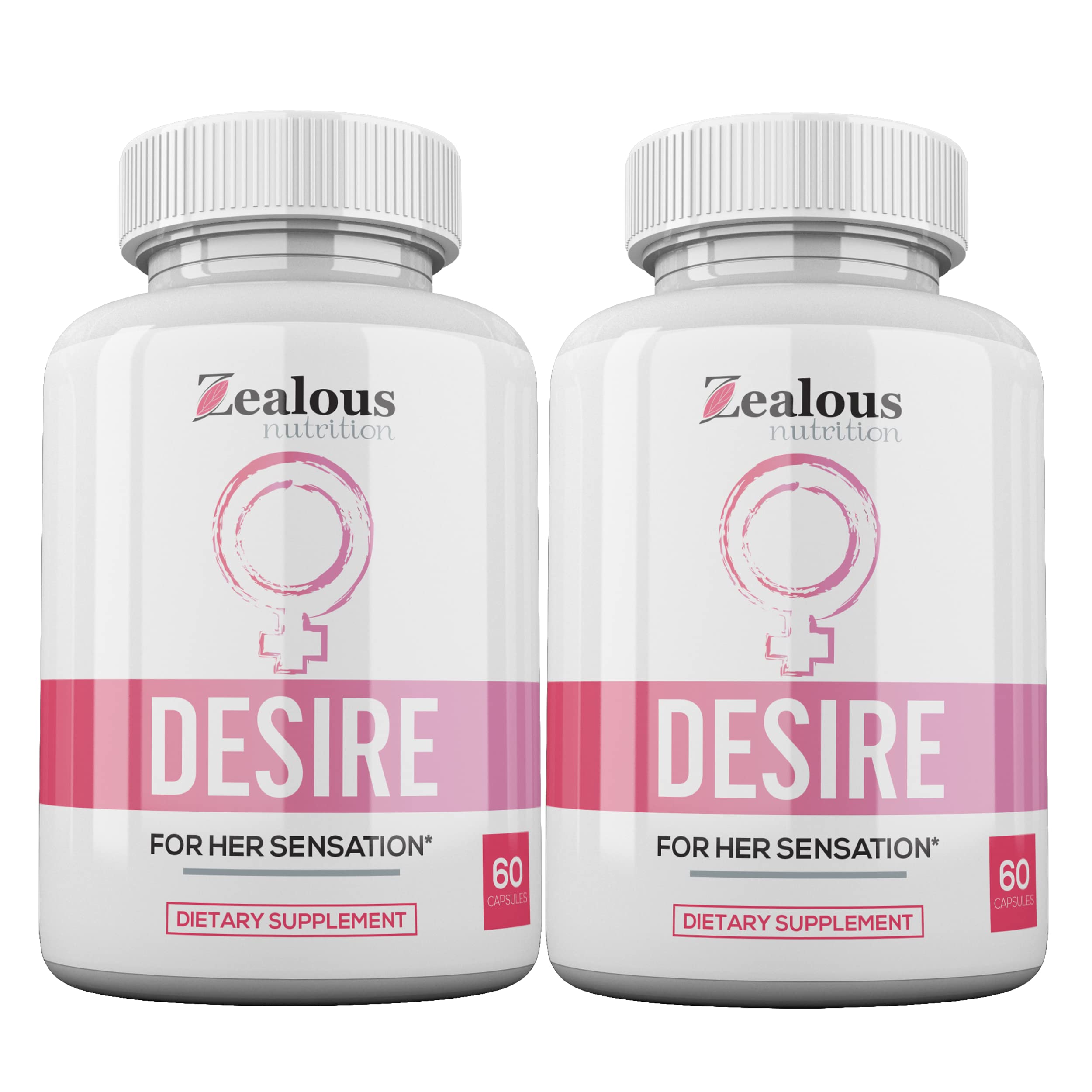 Zealous Nutrition Desire Female Enhancement Pills – 5X Natural Mood Booster for Women - Increase Energy, Vitality, PMS and Menopause Relief - Epimedium, Dong Quai, Ginseng, Ashwagandha (2 Pack)