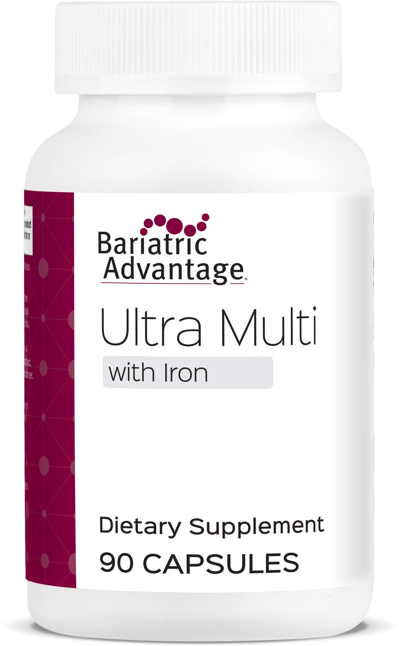 Bariatric Advantage Ultra Multivitamin with Iron - Ultra Multi with Iron - Capsule Format Multivitamin - Provides Full Complex of B Vitamins - with Vitamin C, Chromium & More - 90 Capsules