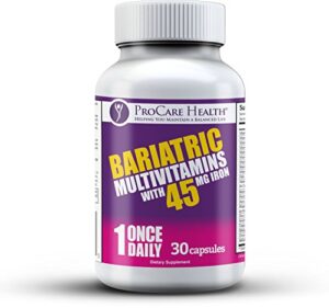 procare health | bariatric multivitamin | 45mg iron | capsule | 30 count | 1 month supply