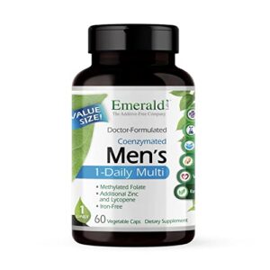 emerald labs men's 1 daily multi - additive-free men's multivitamin - includes lycopene, zinc, vitamin d3, & more - supports bones, prostate & vision* - 60 vegetable capsules