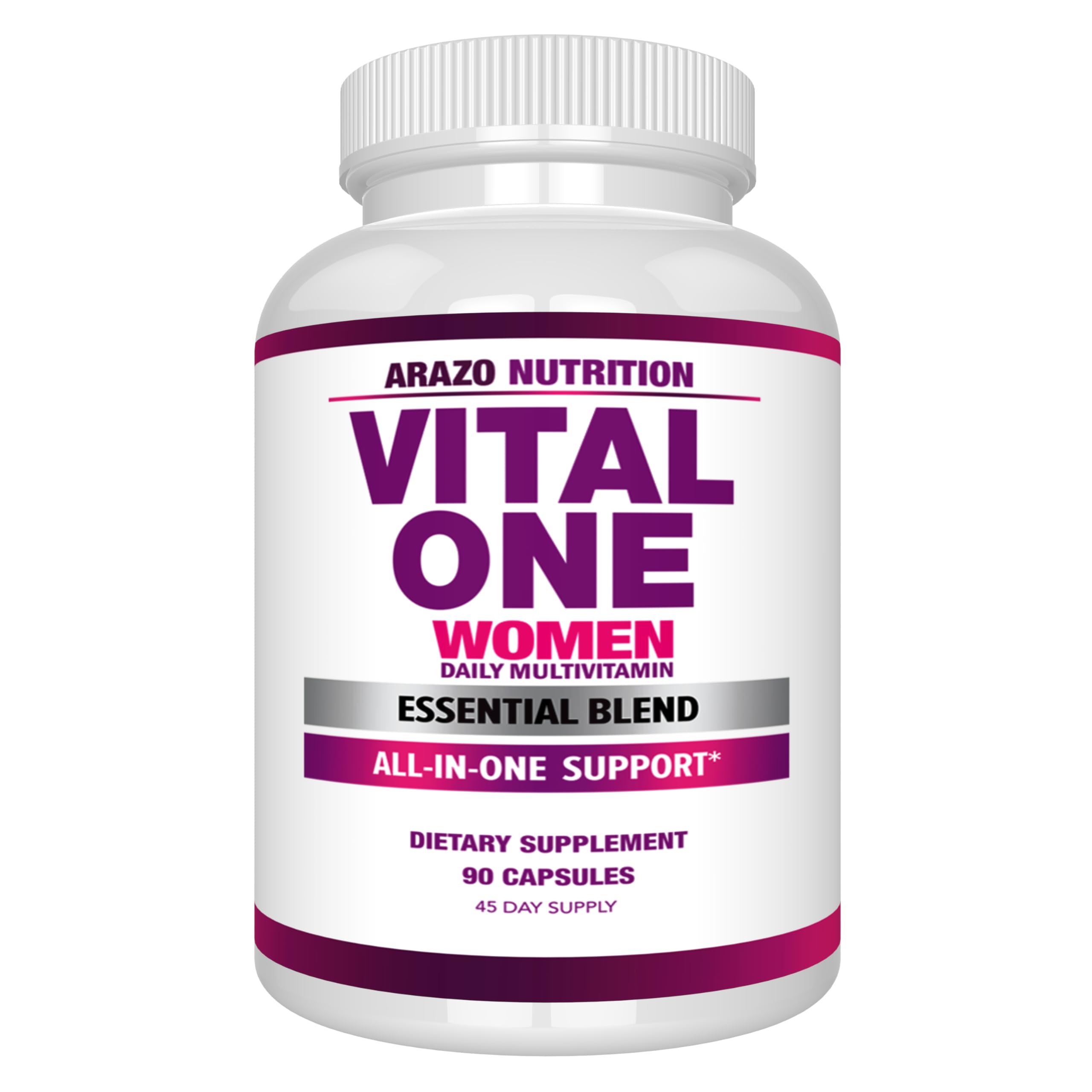 Arazo Nutrition Vital One Multivitamin for Women - Daily Wholefood Supplement - 90 Vegan Capsules