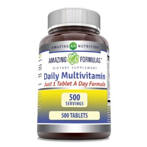 amazing formulas daily multivitamin 500 tablets supplement | just 1 tablets a day | non-gmo | gluten free | made in usa