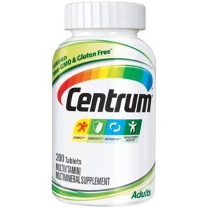 centrum adult multivitamin/multimineral supplement with antioxidants, zinc, vitamin d3 and b vitamins, gluten free, non-gmo ingredients - 200 count