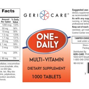 GeriCare Multivitamin Supplement Tablets, (Bottle of 1000)