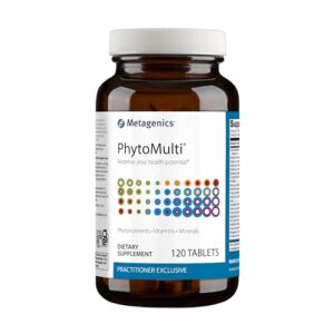 metagenics phytomulti without iron - daily multivitamin for overall health & aging - 20+ essential vitamins & minerals - with vitamin b6, lutein, zeaxanthin & more - 120 tablets