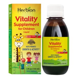 herbion naturals vitality supplement syrup for children, promotes growth and appetite, relieves fatigue, improves mental and physical performance, boosts energy, 5 fl oz - for kids of 1 year and above