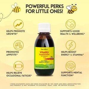 Herbion Naturals Vitality Supplement Syrup for Children, Promotes Growth and Appetite, Relieves Fatigue, Improves Mental and Physical Performance, Boosts Energy, 5 FL Oz - For Kids of 1 Year and Above