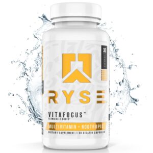 ryse up supplements core series vitafocus | multivitamin + nootropic | total brain & body support | with 13 essential vitamins & 8 essential minerals | 60 capsules