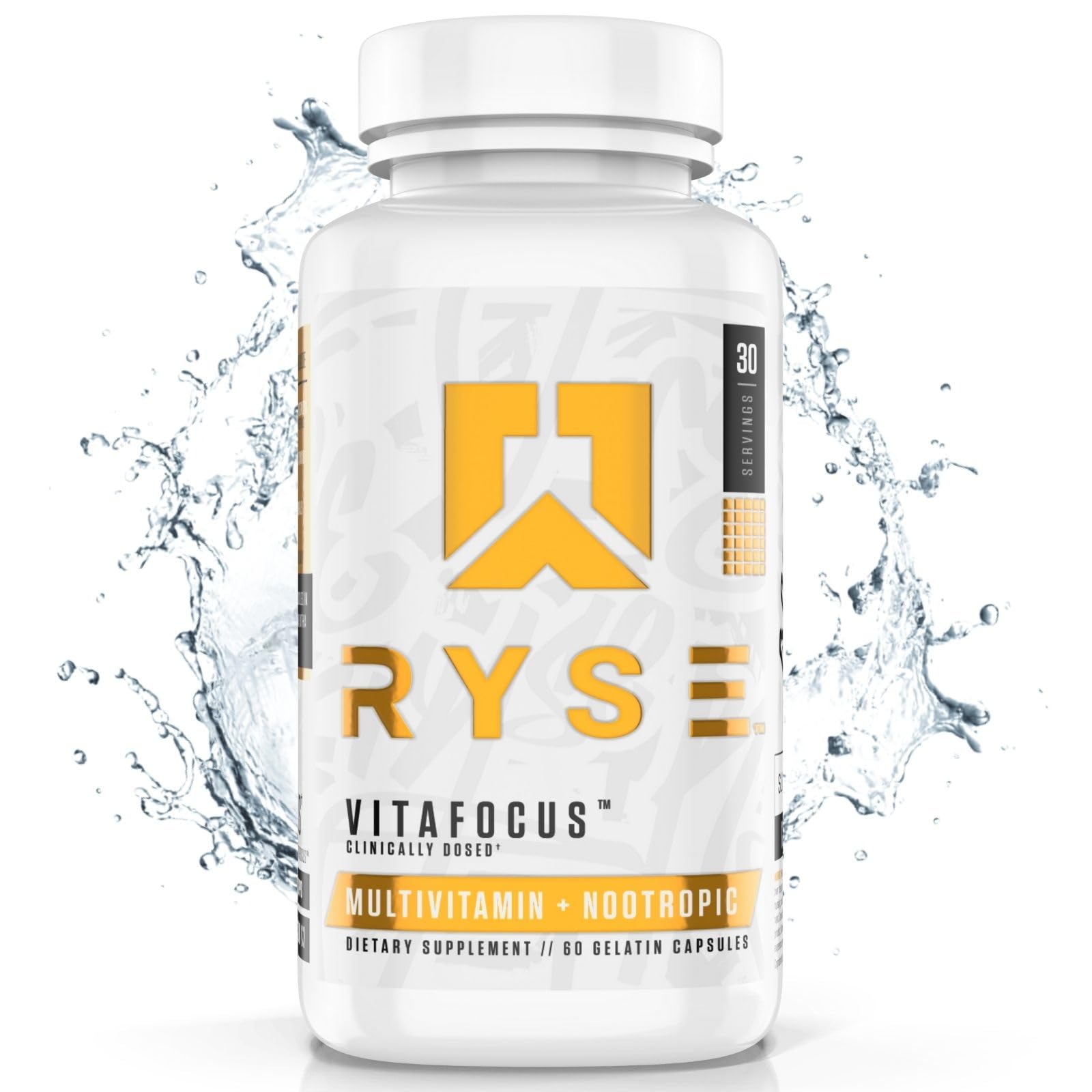 RYSE Up Supplements Core Series VitaFocus | Multivitamin + Nootropic | Total Brain & Body Support | with 13 Essential Vitamins & 8 Essential Minerals | 60 Capsules