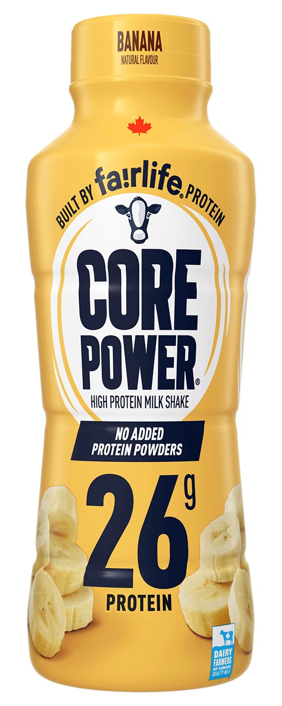 Fairlife Core Power 26g Protein Milk Shakes Variety Pack (Pack of 4), Chocolate, Vanilla, Strawberrry Banana, Banana, Made with Canadian Milk, 414mL/14 fl. oz. (Shipped from Canada)