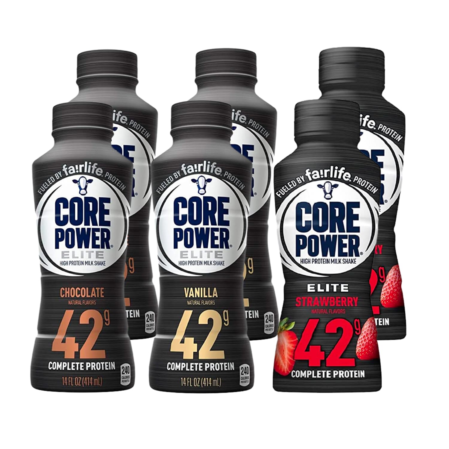 World Group Packing Solutions Fairlife Core Power Elite 42g High Protein Milk Shakes Variety 6 Pack - Vanilla, Chocolate, Strawberry - Ready to Drink for Workout Recovery, 14 Fl Oz