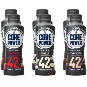 veher fairlife core power elite 42g high protein milk shakes variety pack - ready to drink for workout recovery, 14 fl oz (6 - pack), liquid