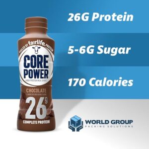 Fairlife Core Power 26g Protein Milk Shakes, Variety Pack, Vanilla and Chocolate Flavor, Ready To Drink for Workout Recovery, 14oz (Pack of 12) By World Group Packing Solutions