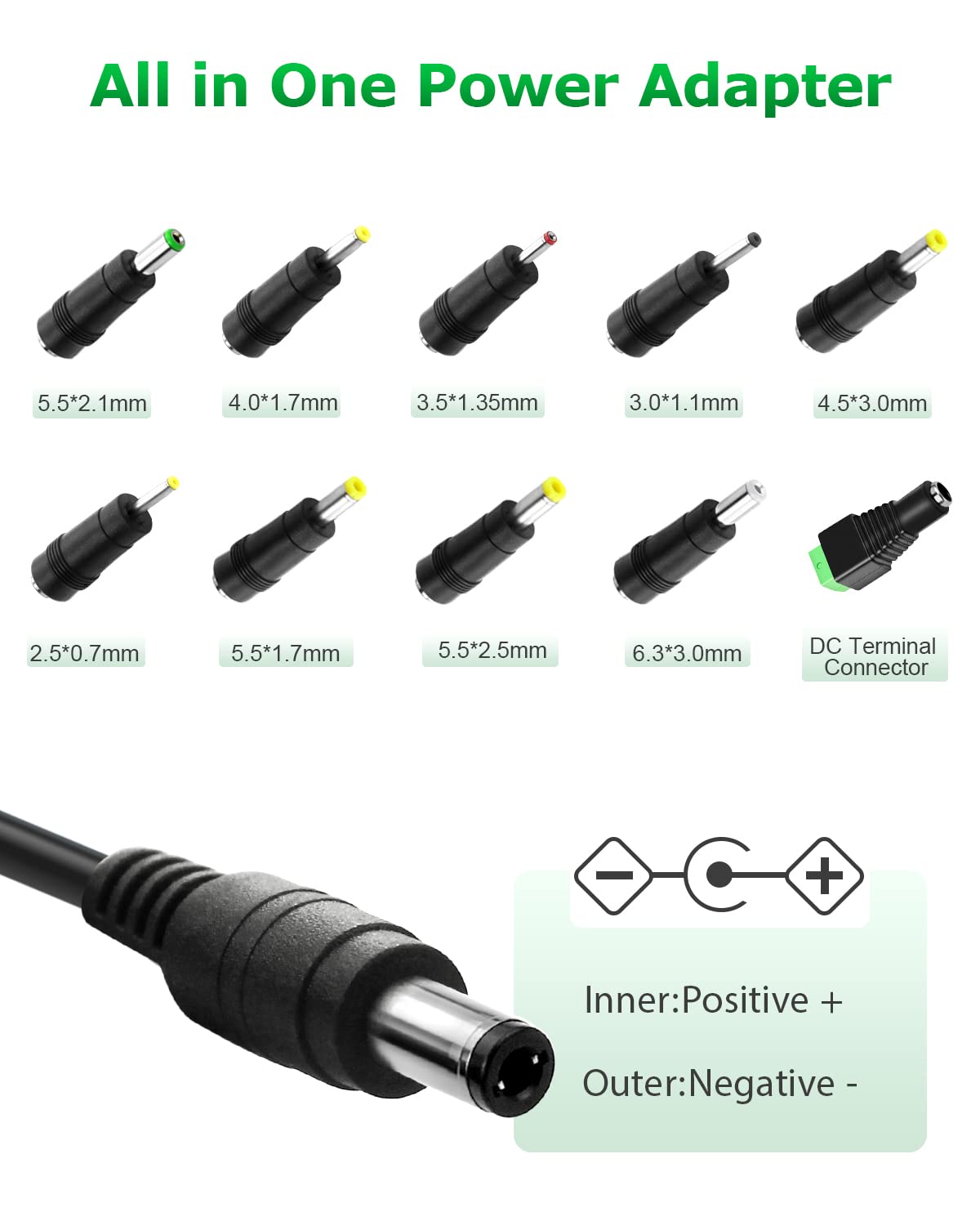 Arkare 12V Power Supply 2A AC/DC Adapter 12Volt Wall Charger Replacement Power Cord AC 100V-240V to DC 12Volt 2A 1.5A 1A Converter for Security Camera BT Speaker GPS Webcam Router Scanner with 10TIPS