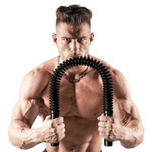 zenooze's power twister flex bar, the ultimate upper body exercise equipment for strengthening your chest workout, shoulders,biceps, arms, forearm strengthener, resorte para hacer ejercicio