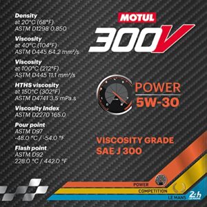 Motul 110814 300V 5W-30 POWER Car Racing Motor Oil Full Synthetic Engine Lubricant 2 Liter High Performance 4-Stroke Ester Core