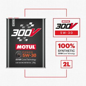 Motul 110814 300V 5W-30 POWER Car Racing Motor Oil Full Synthetic Engine Lubricant 2 Liter High Performance 4-Stroke Ester Core