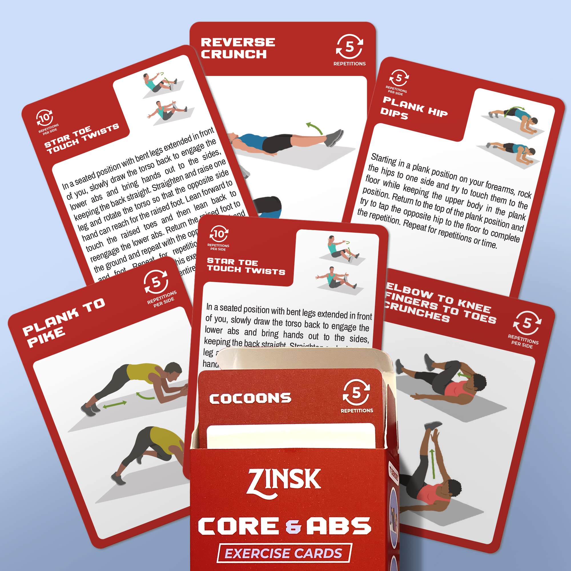 Abs and Core Exercise Cards – 75+ Workout Cards to Help Build Core Strength, Stability, Outdoor, Work from Home Fitness Workout