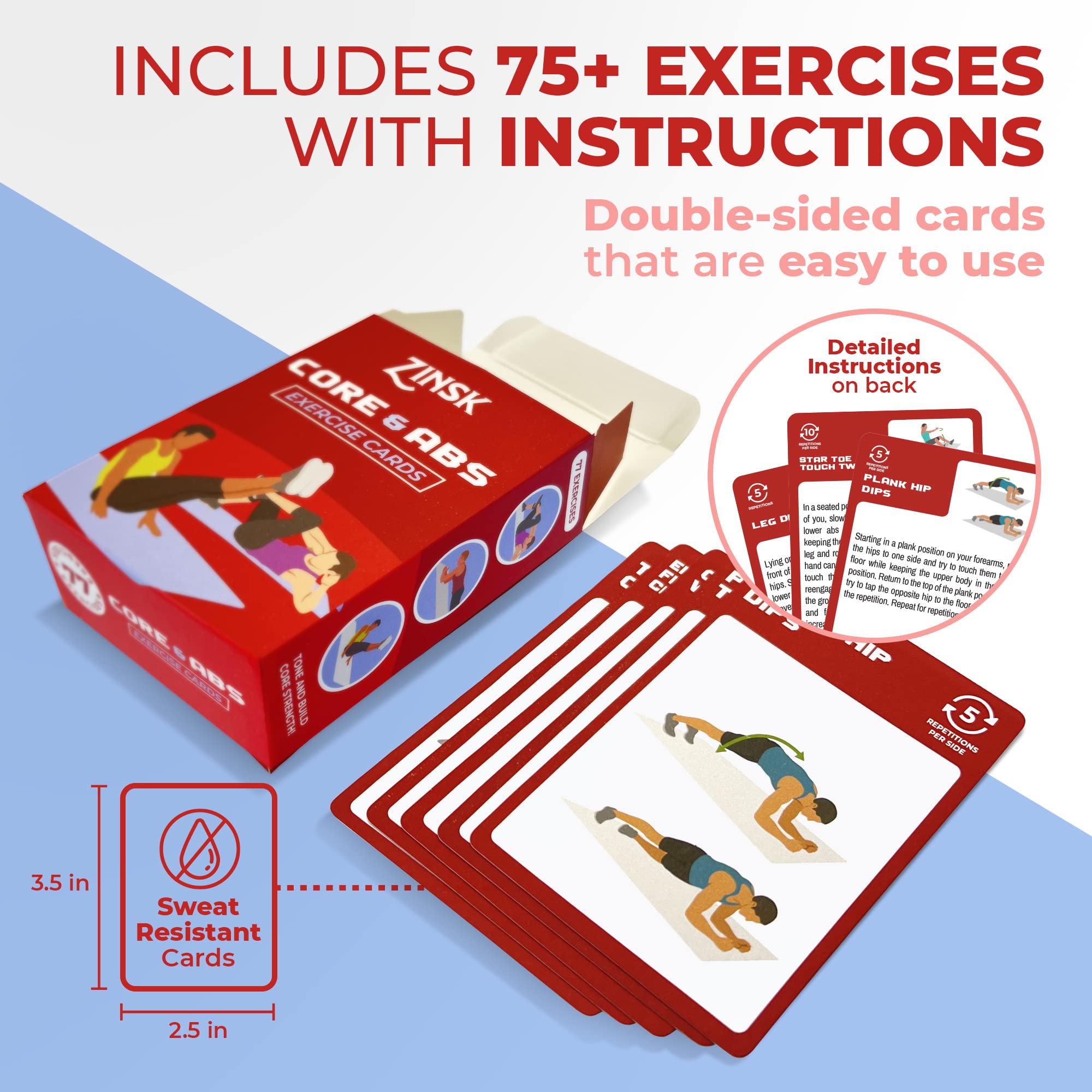 Abs and Core Exercise Cards – 75+ Workout Cards to Help Build Core Strength, Stability, Outdoor, Work from Home Fitness Workout