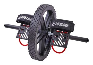 lifeline fitness power wheel full body workout ab roller, functional full body ab roller wheel, upper/lower body workout, home workout equipment with foot straps