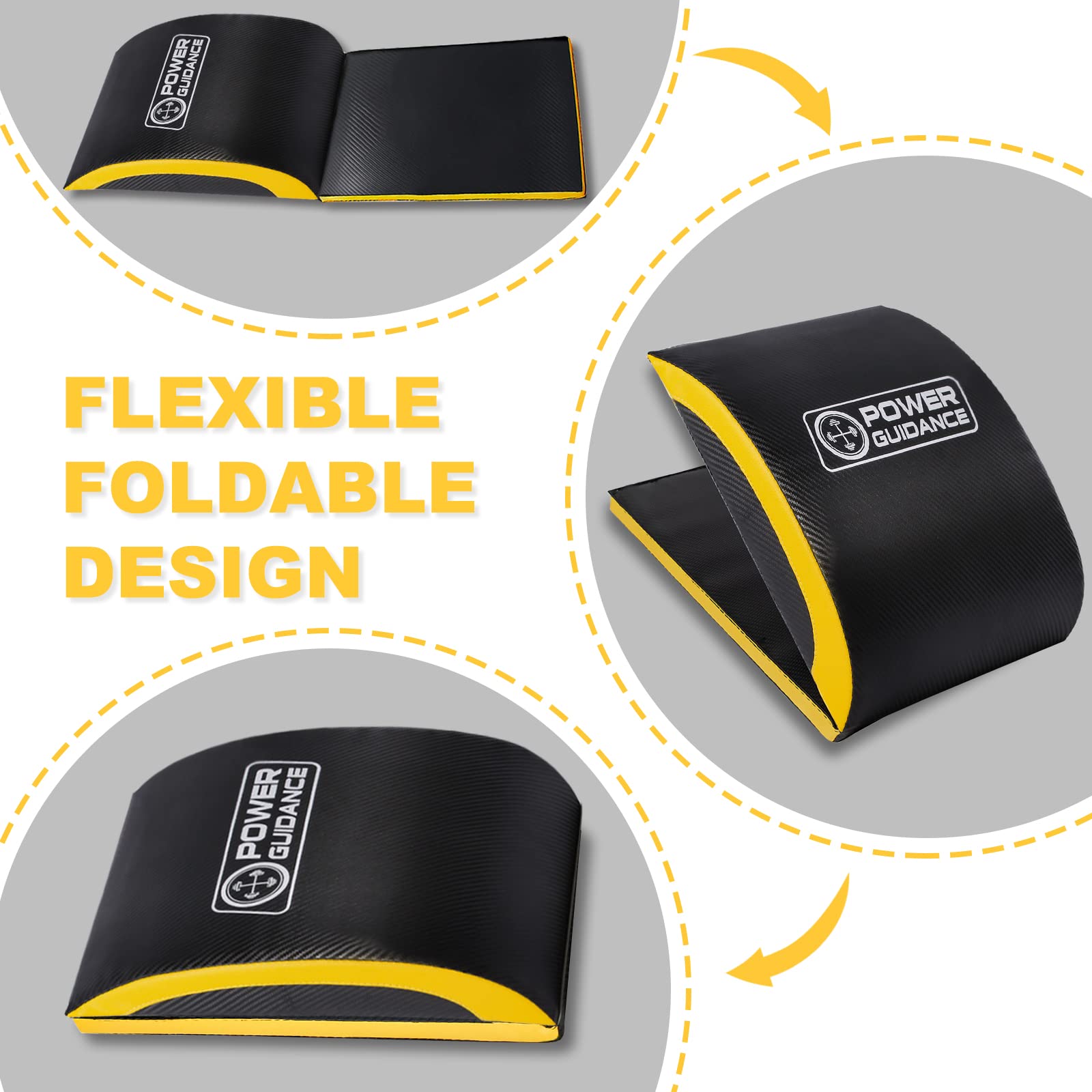 POWER GUIDANCE Ab Exercise Mat - Sit Up Pad - Abdominal & Core Trainer Mat for Full Range of Motion Ab Workouts (black, 2)