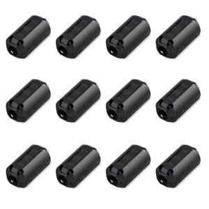 viaky 12 packs rfi emi noise suppressor cable clip, 0.5 inch inner diameter clip-on filter ferrite ring core for 13mm wire home power audio device coaxial cables (black)