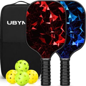 pickleball paddles usapa approved, carbon fiber surface (chs) pickleball paddles set of 2, professional pickleball racket, cushion grip, honeycomb core, 4 balls & 1 carry bag, all ages' gift