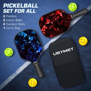 Pickleball Paddles USAPA Approved, Carbon Fiber Surface (CHS) Pickleball Paddles Set of 2, Professional Pickleball Racket, Cushion Grip, Honeycomb Core, 4 Balls & 1 Carry Bag, All Ages' Gift