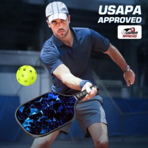 Pickleball Paddles USAPA Approved, Carbon Fiber Surface (CHS) Pickleball Paddles Set of 2, Professional Pickleball Racket, Cushion Grip, Honeycomb Core, 4 Balls & 1 Carry Bag, All Ages' Gift