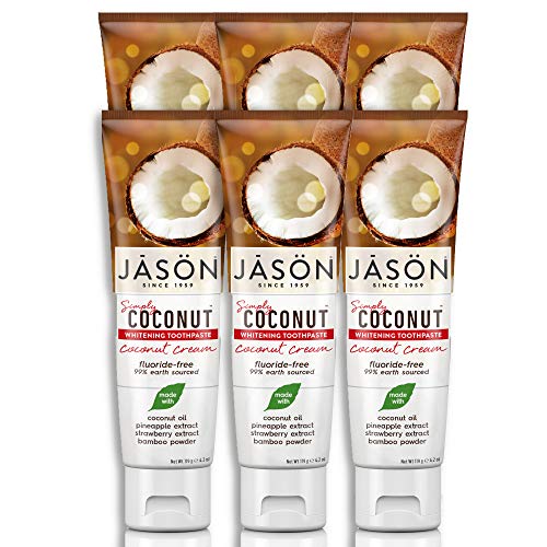 Jason Simply Coconut Whitening Fluoride-Free Toothpaste, Coconut Cream, 4.2 Oz