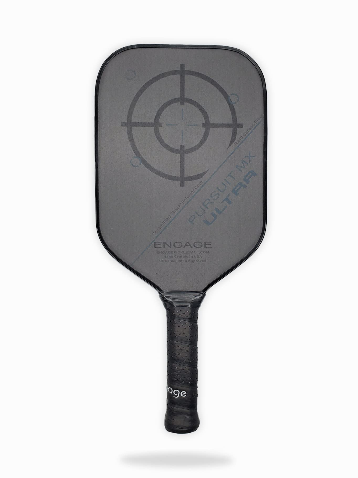 Engage Pickleball Pursuit Ultra MX - Carbon Fiber Elongated Shape Pickleball Paddle - RP2 Spin Texture - Long Handle - 1/2“ Powerful Black Core - USAP Approved - Lightweight