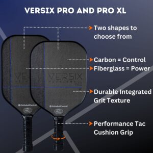 VERSIX Pro 6F Power Textured Fiberglass Pickleball Paddle, Widebody Shape, Fiberglass Composite Face, Weight 7.8 – 8.2oz.(Midweight), 15mm Thick Polypropylene Core, 4 1/8" Grip (Small Grip)