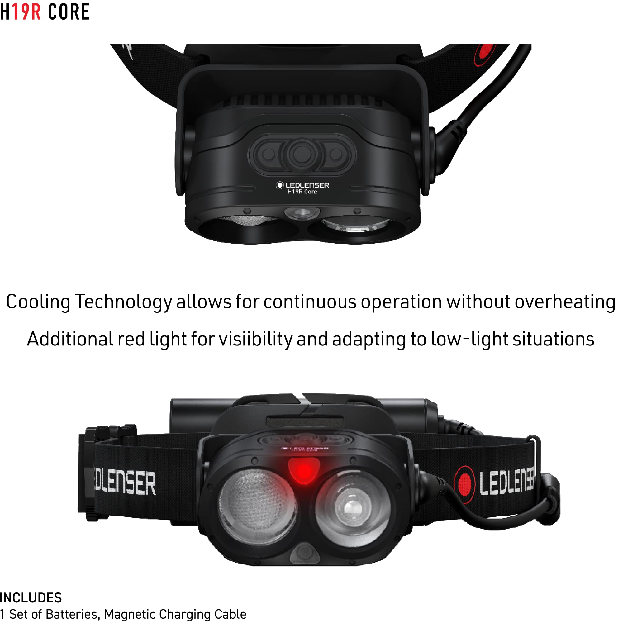 Ledlenser, H19R Core Rechargeable Headlamp, High Power LED, 3500 Lumens, Hands-Free Light for Home, Waterproof, Outdoor, Camping, and Emergency Use, Black