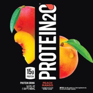 Protein2o 15g Whey Protein Infused Water, Peach Mango, 16.9 Oz Bottle (Pack of 12)