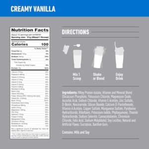 Isopure Creamy Vanilla Whey Isolate Protein Powder with Vitamin C & Zinc for Immune Support, 25g Protein, Zero Carb & Keto Friendly, 15 Servings, 1 Pound (Packaging May Vary)