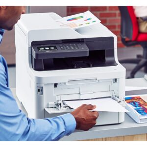 Brother Color MFC-L3770CDW Digital All-in-One Wireless Laser Printer, White - Print Copy Scan Fax - 3.7" Touch, 25 ppm, 2400 x 600 dpi, Auto Duplex Printing, 50-Sheet ADF, Ethernet, NFC, Tillsiy Cable