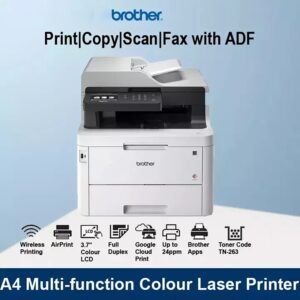 Brother Color MFC-L3770CDW Digital All-in-One Wireless Laser Printer, White - Print Copy Scan Fax - 3.7" Touch, 25 ppm, 2400 x 600 dpi, Auto Duplex Printing, 50-Sheet ADF, Ethernet, NFC, Tillsiy Cable