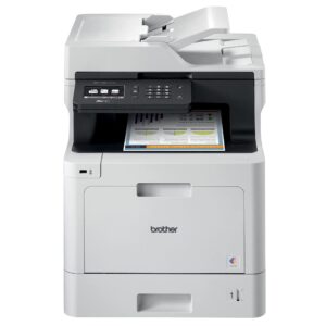 brother color mfc-l8610cdw all-in-one wireless laser printer, white - print copy scan fax - 3.7" touchscreen, 33 ppm, 600 x 2400 dpi, auto 2-sided printing, 50-sheet adf, ethernet, tillsiy